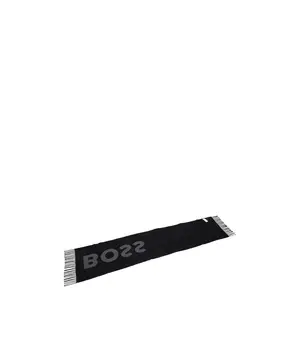 Hugo Boss Fringed Logo-detail Scarf - Grey