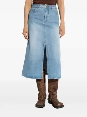 A.p.c. Front Slit Denim Midi Skirt - Blue