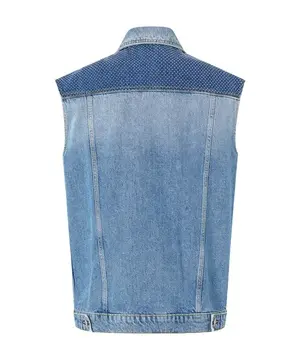 Pinko Stud Embellished Sleeveless Denim Jacket