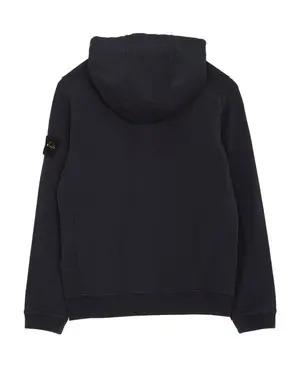 Stone Island Hooded Zip-up Long Sleeve Sweater With Logo Detail - Blue