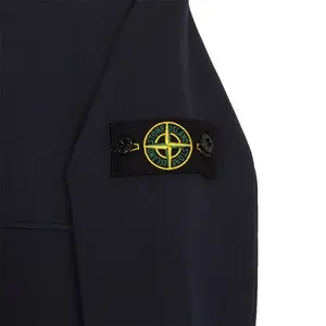Stone Island Hooded Zip-up Long Sleeve Sweater With Logo Detail - Blue