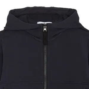 Stone Island Hooded Zip-up Long Sleeve Sweater With Logo Detail - Blue
