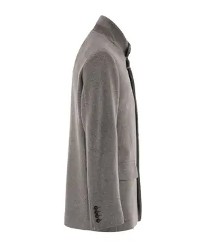 FAY Wool-blend Herringbone Caban Coat - Gray