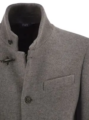 FAY Wool-blend Herringbone Caban Coat - Gray