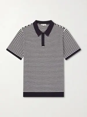 Onia Striped Textured-cotton Polo Shirt - Blue