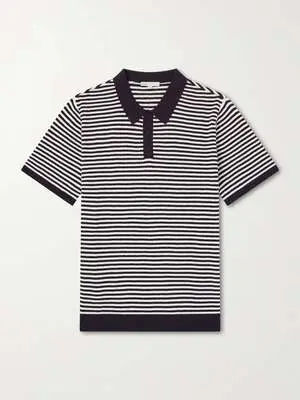 Onia Striped Textured-cotton Polo Shirt