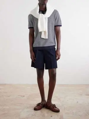 Onia Striped Textured-cotton Polo Shirt