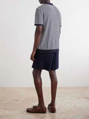 Onia Striped Textured-cotton Polo Shirt