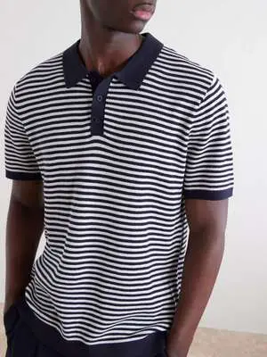 Onia Striped Textured-cotton Polo Shirt