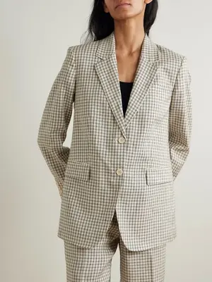 Theory Single-breasted Gingham Check Blazer