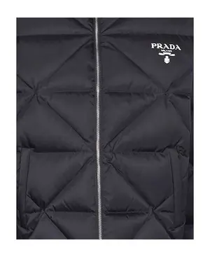 Prada Logo Print Quilted Down Jacket