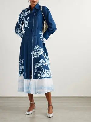 Erdem Printed Crepe Shirt Dress