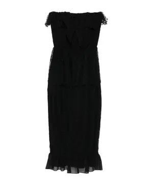 Alessandra Rich Strapless Lace Ruffled Dress