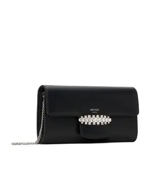 JIMMY CHOO Bing Flap Shoulder Bag - Black/silver