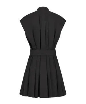 Dior Sleeveless Button-up Belted Mini Dress With Bee Logo Embroidery
