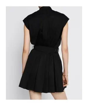 Dior Sleeveless Button-up Belted Mini Dress With Bee Logo Embroidery