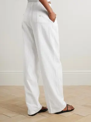 Theory Double Pleat Wide-leg Trousers In Cotton Jacquard
