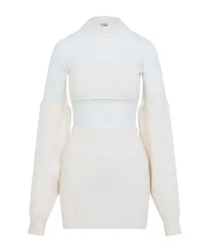 JEAN PAUL GAULTIER Wool Short With Mesh Details Dress - White