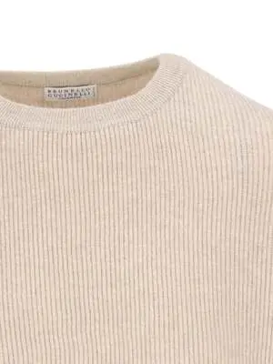 Brunello Cucinelli Crewneck Ribbed Knit Sweater - Nude