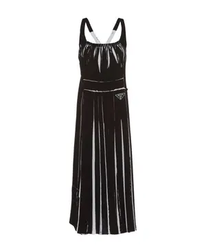 Prada Sleeveless Sablé Dress With Stripe Print - Black