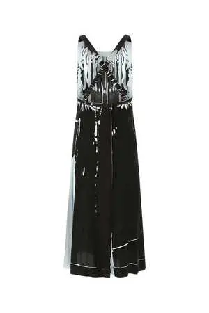 Prada Sleeveless Sablé Dress With Stripe Print - Black
