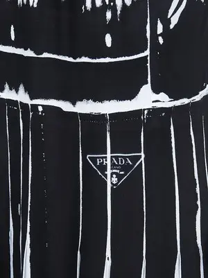 Prada Sleeveless Sablé Dress With Stripe Print - Black