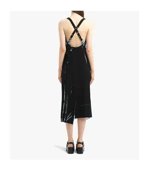 Prada Sleeveless Sablé Dress With Stripe Print - Black