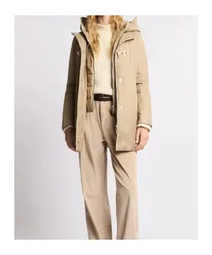 FAY Technical Gabardine Toggle Hooded Coat - Beige