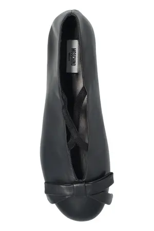 Moschino Bow Detail Leather Ballet Flats