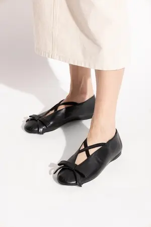 Moschino Bow Detail Leather Ballet Flats