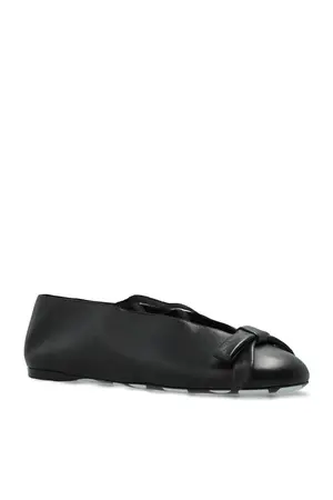 Moschino Bow Detail Leather Ballet Flats