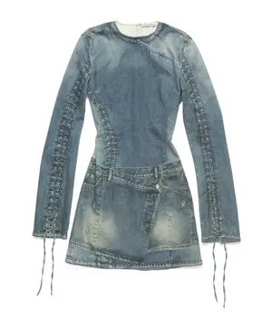 Acne Studios Lace-up Denim Mini Dress