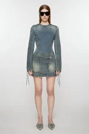 Acne Studios Lace-up Denim Mini Dress
