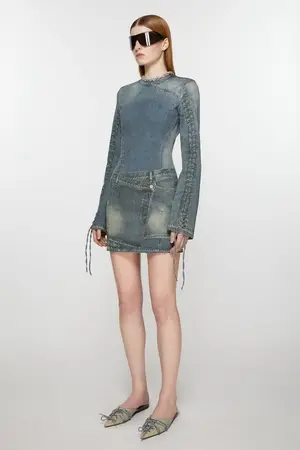 Acne Studios Lace-up Denim Mini Dress