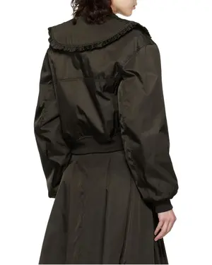 GANNI Duchesse Bomber Jacket With Detachable Collar - Marron