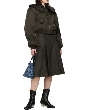 GANNI Duchesse Bomber Jacket With Detachable Collar - Marron