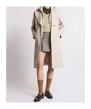 FAY Double Wool Jersey Coat - Light Brown