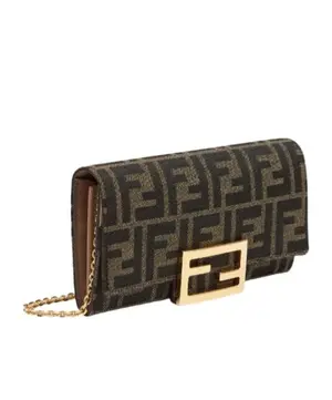 Fendi Continental Logo Plaque Chained Wallet