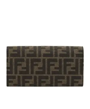 Fendi Continental Logo Plaque Chained Wallet