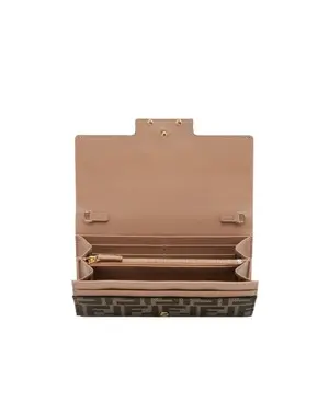 Fendi Continental Logo Plaque Chained Wallet