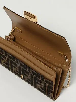 Fendi Continental Logo Plaque Chained Wallet