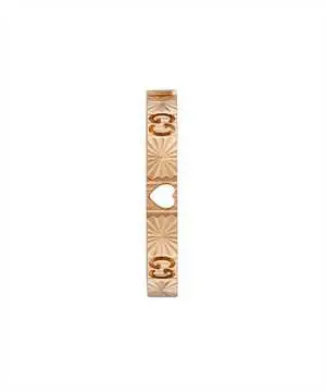 Gucci Logo Patterned Ring With Diamond Accent - Yellow