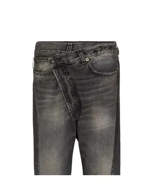 R13 Crossover Cropped Jeans - Black