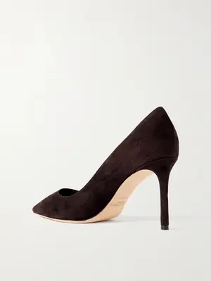 JIMMY CHOO Romy 85 Suede Pointed-toe Pumps - Brown