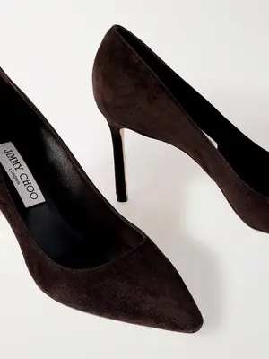 JIMMY CHOO Romy 85 Suede Pointed-toe Pumps - Brown