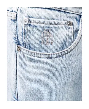 Brunello Cucinelli Light Wash Straight Leg Jeans - Blue