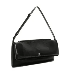 COURREGES Naplack Leather Clutch Bag - Black