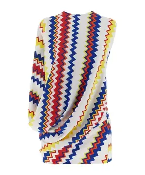 Missoni Zigzag Draped Top With Ruffles - White
