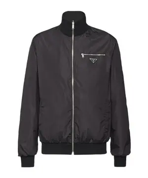 Prada Logo Plaque Reversible Bomber Jacket