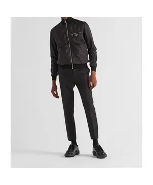 Prada Logo Plaque Reversible Bomber Jacket
